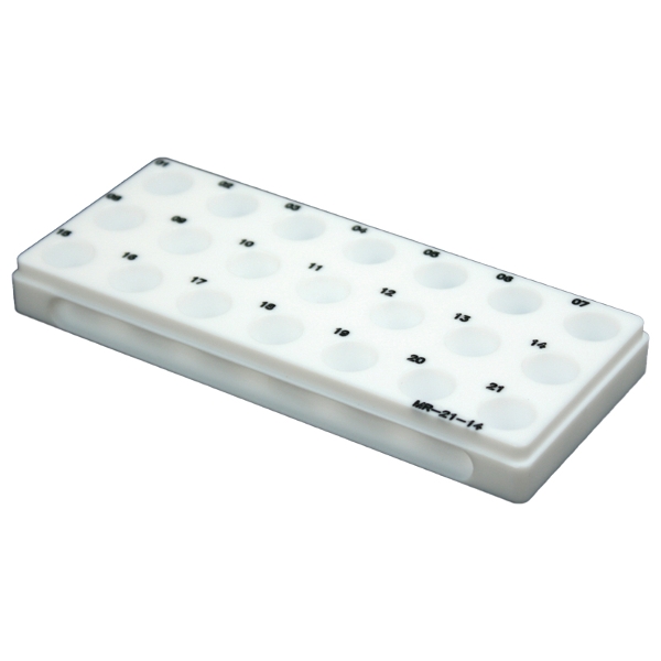 21 Position PTFE Micro Sample Rack - 14 mm OD
